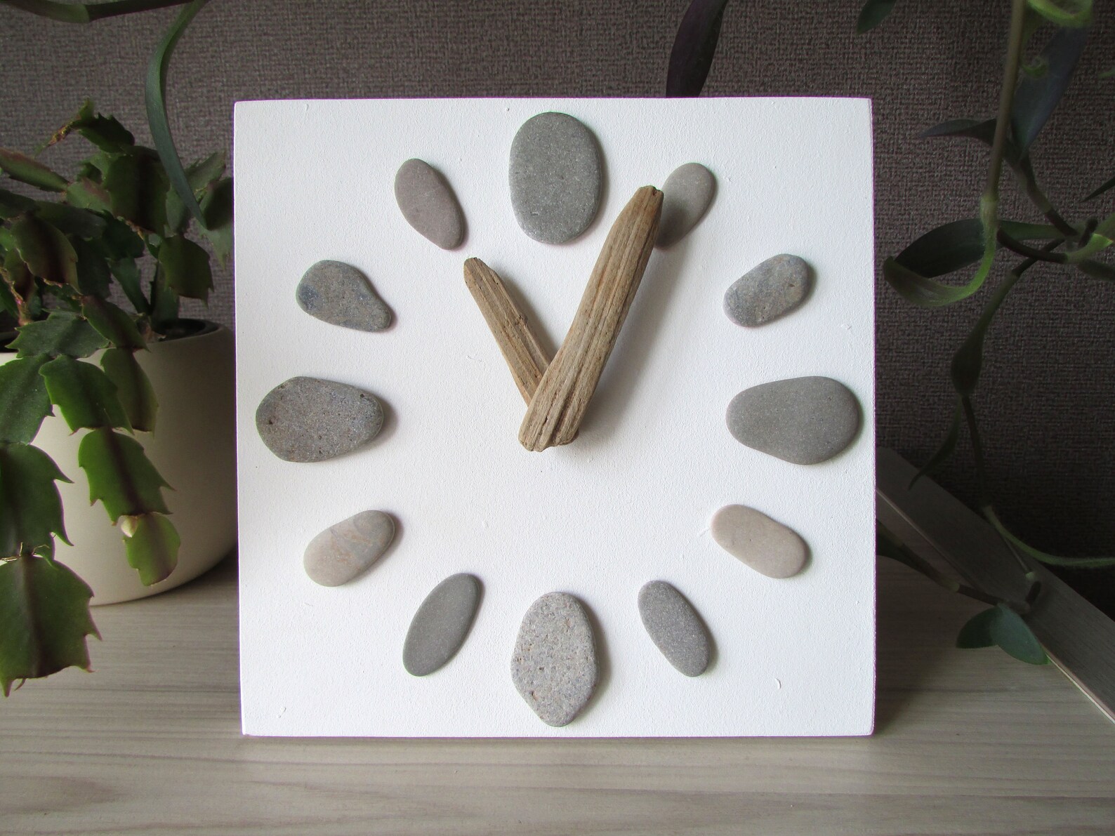 Gray Stone Desk Clock 7 Pebble Art Clock Coastal - Etsy