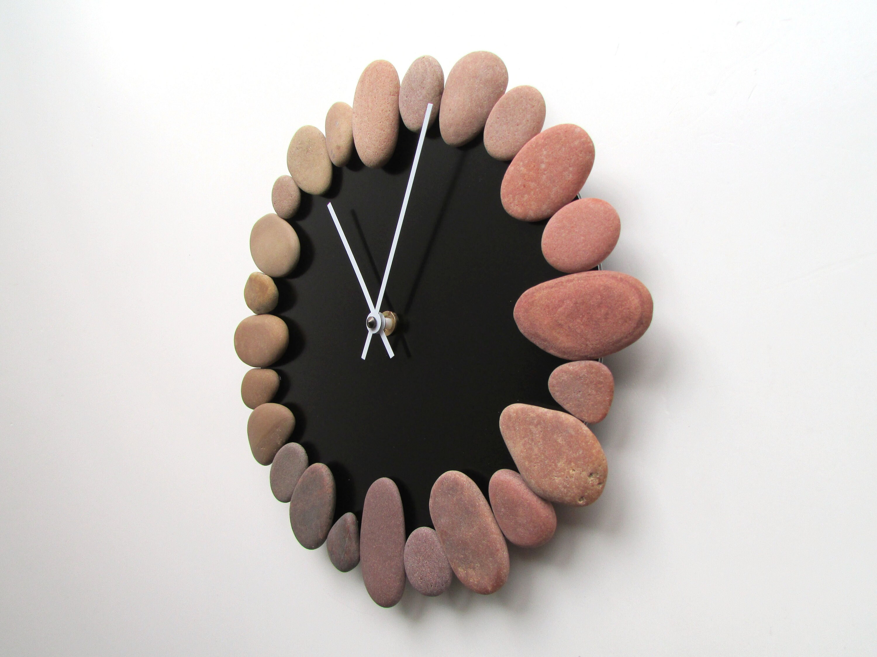 Pebble Art Clock 11", Coastal Stone Clock, Sea Pebble Wall Clock, Beach ...
