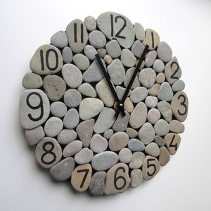 Gray Stone Mosaic Clock 10 Pebble Art Clock Stone Wall - Etsy