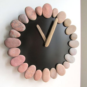 Pebble Art Clock 11, Coastal Stone Clock, Sea Pebble Wall Clock, Beach ...