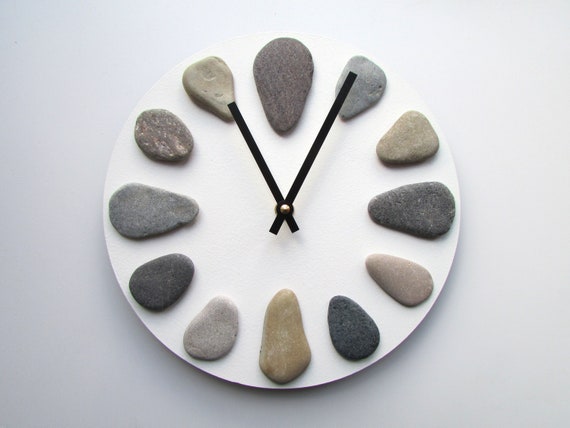 Stone Clock 9.5 Gray Stone Wall Clock Beach Pebble Art - Etsy