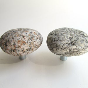 2 Grey Stone Knobs, Pair of Gray Stone Door Knobs, Beach Stone Cupboard ...
