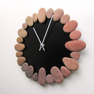 Pebble Art Clock 11", Coastal Stone Clock, Sea Pebble Wall Clock, Beach ...