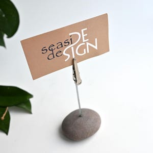 Stone Photo Clip Stand, Picture Clip Holder, Beach Pebble Art Memo Clip ...