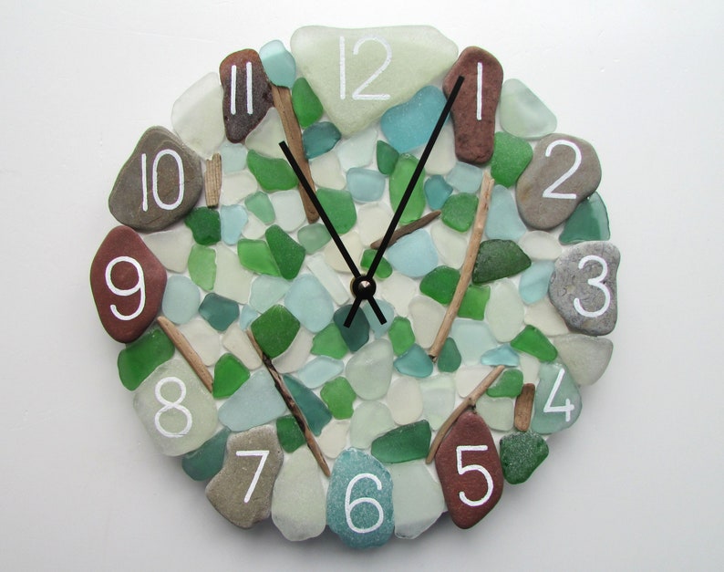 Sea Glass Art Clock 10.5 Driftwood Art Clock Beach - Etsy