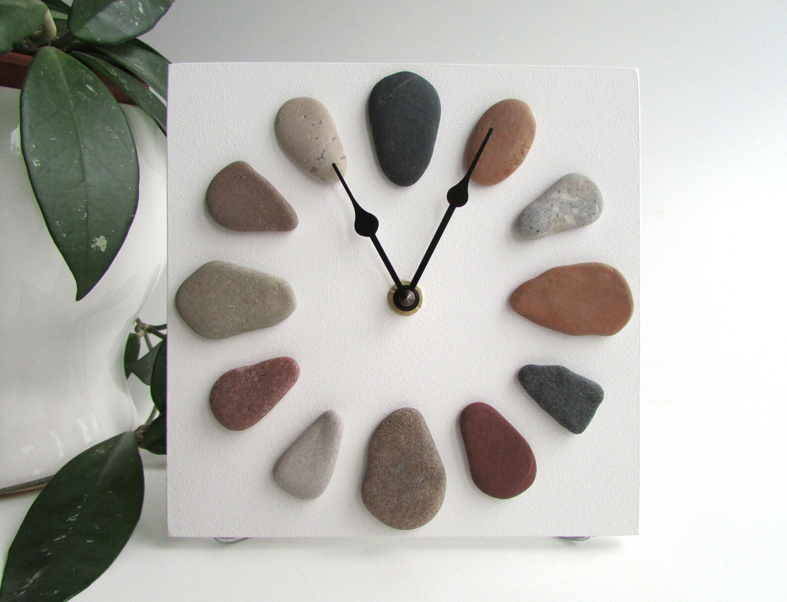 Coastal Desk Clock 7 Pebble Art Clock Driftwood Art - Etsy