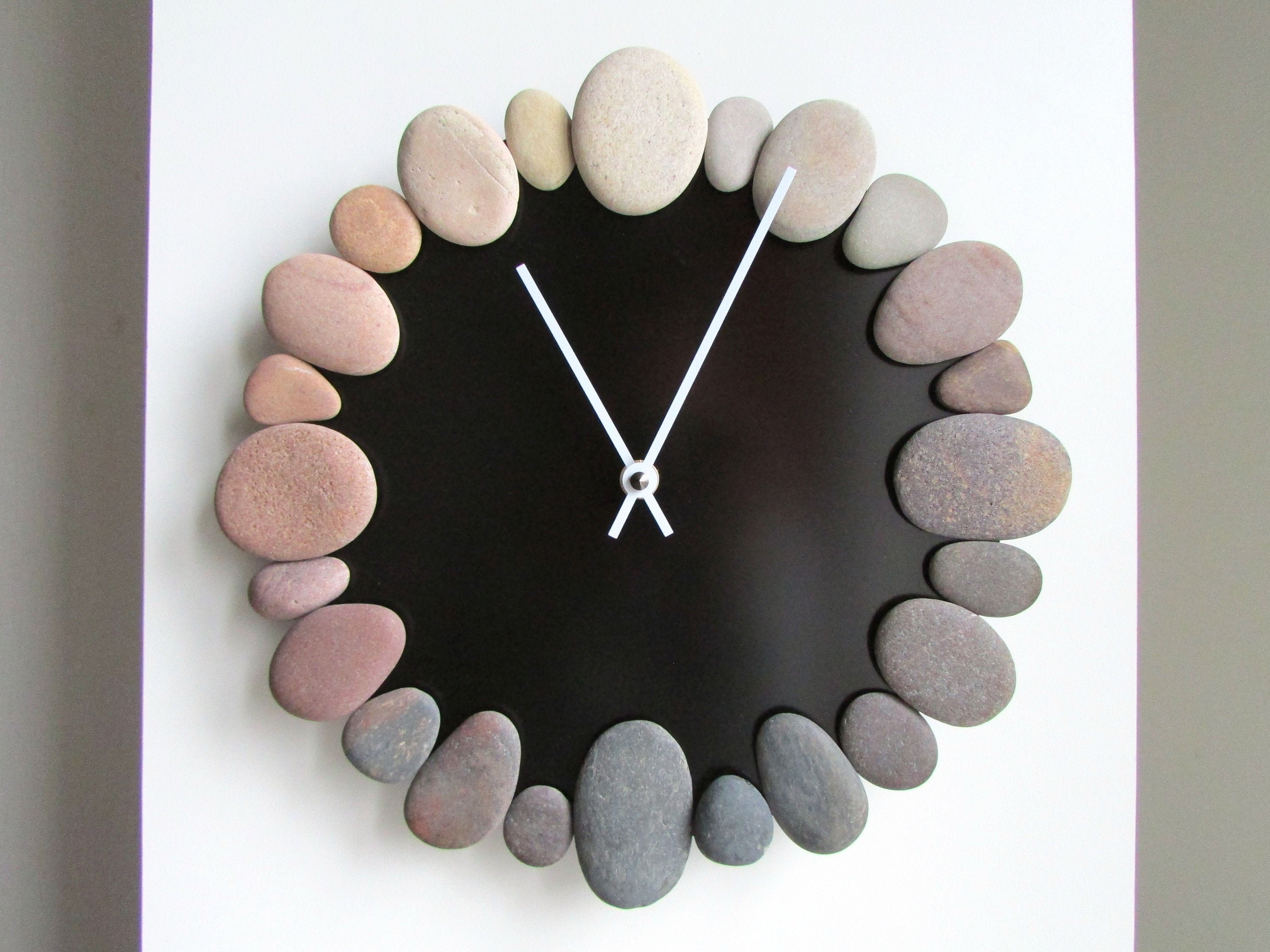 Pebble Art Clock 11 Coastal Stone Clock Sea Pebble | Etsy