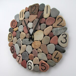 Stone Clock 10 Pebble Art Clock Stone Mosaic Wall - Etsy