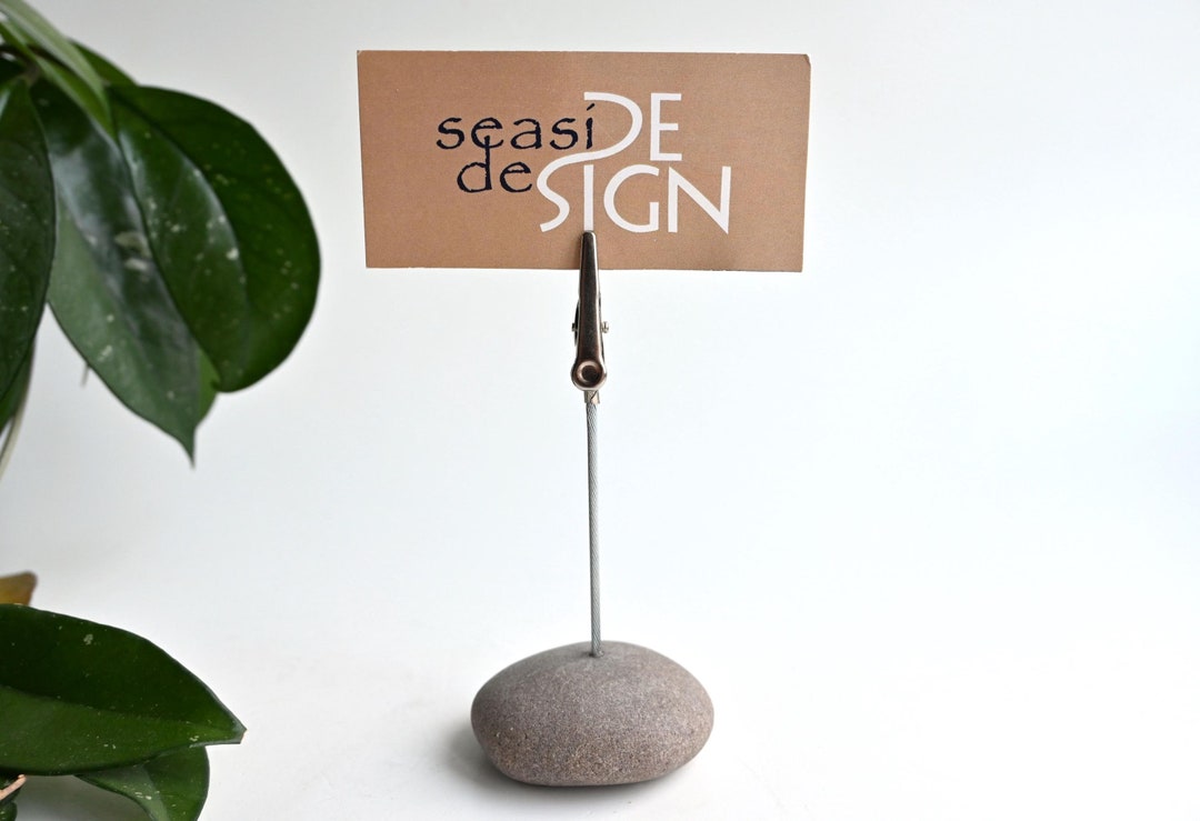 Stone Photo Clip Stand, Picture Clip Holder, Beach Pebble Art Memo Clip ...