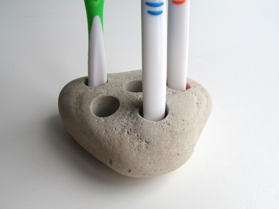 Stone Toothbrush Holder Stone Toothbrush Stand Coastal | Etsy