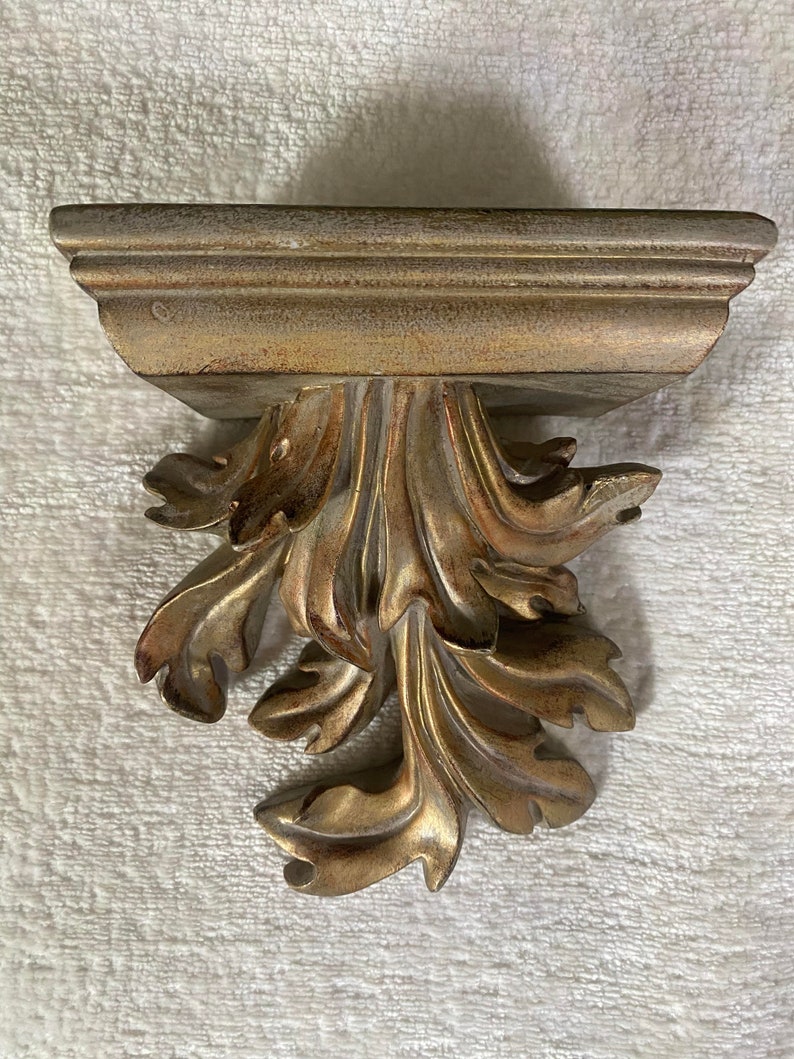 Vintage Scroll and Floral Florentine-style Gold Gilt Small Wall Shelf ...