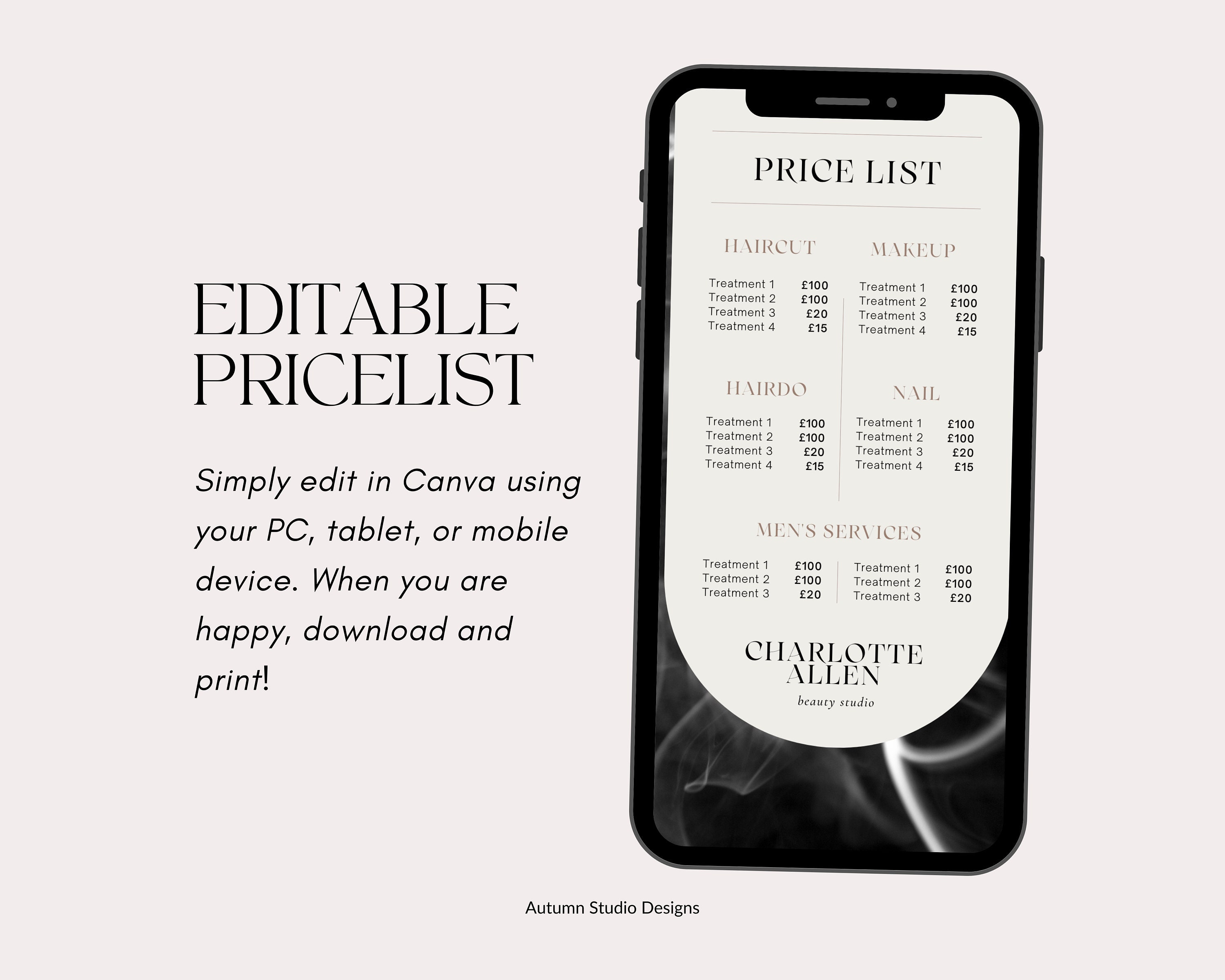 Price List Template Marketing Templates Instagram Engagement Canva ...