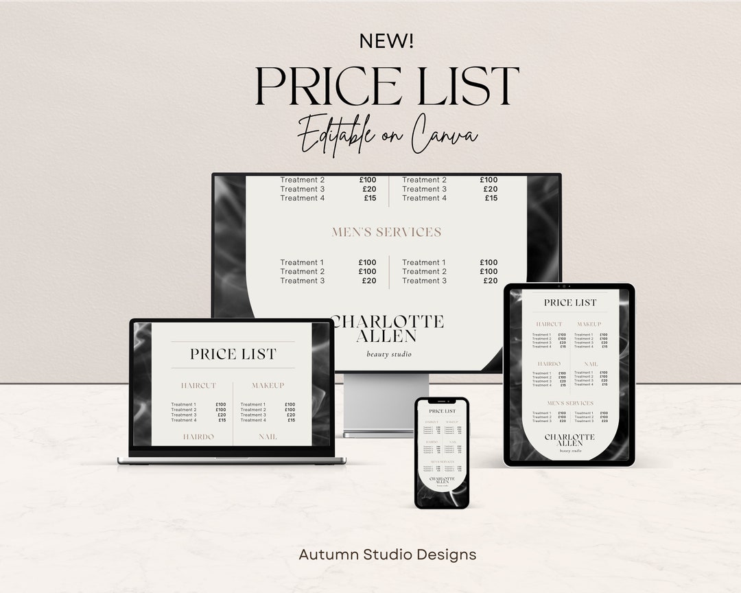 Price List Template Marketing Templates Instagram Engagement Canva ...