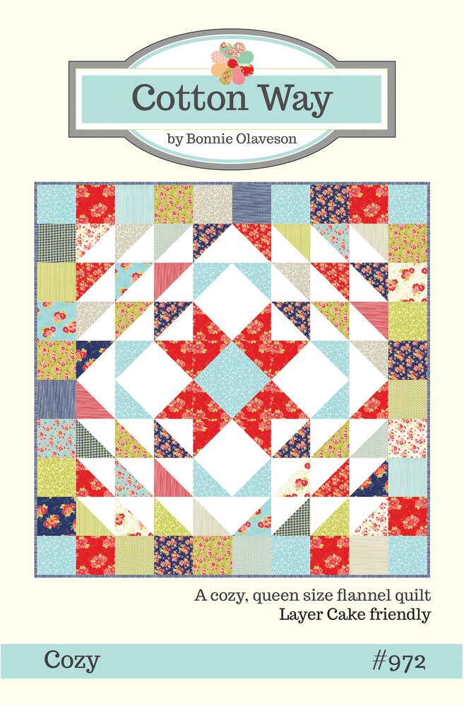 Quilting 90 x 90 Quilt Cozy Quilt Pattern Moda Fabric Cotton Way Bonnie ...