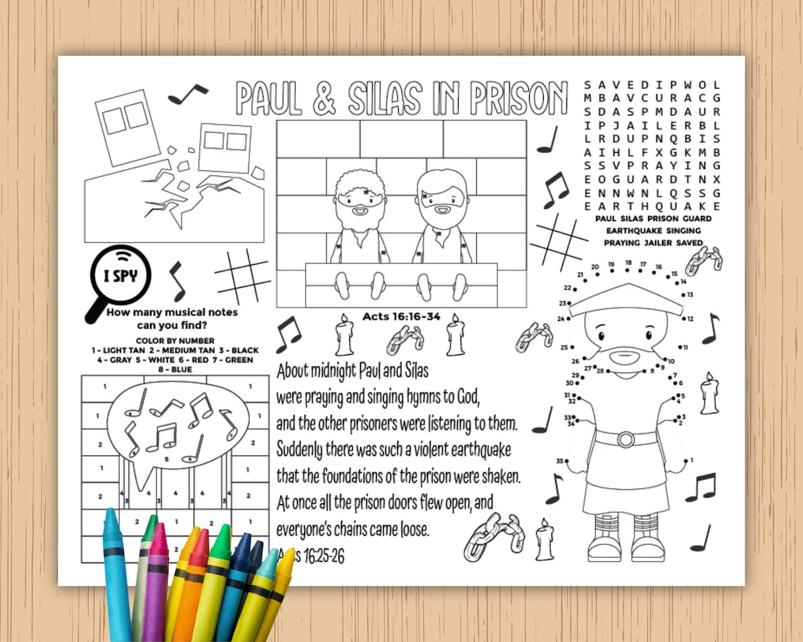 Paul and Silas in Prison Activity Sheet, Children's Church Activity ...