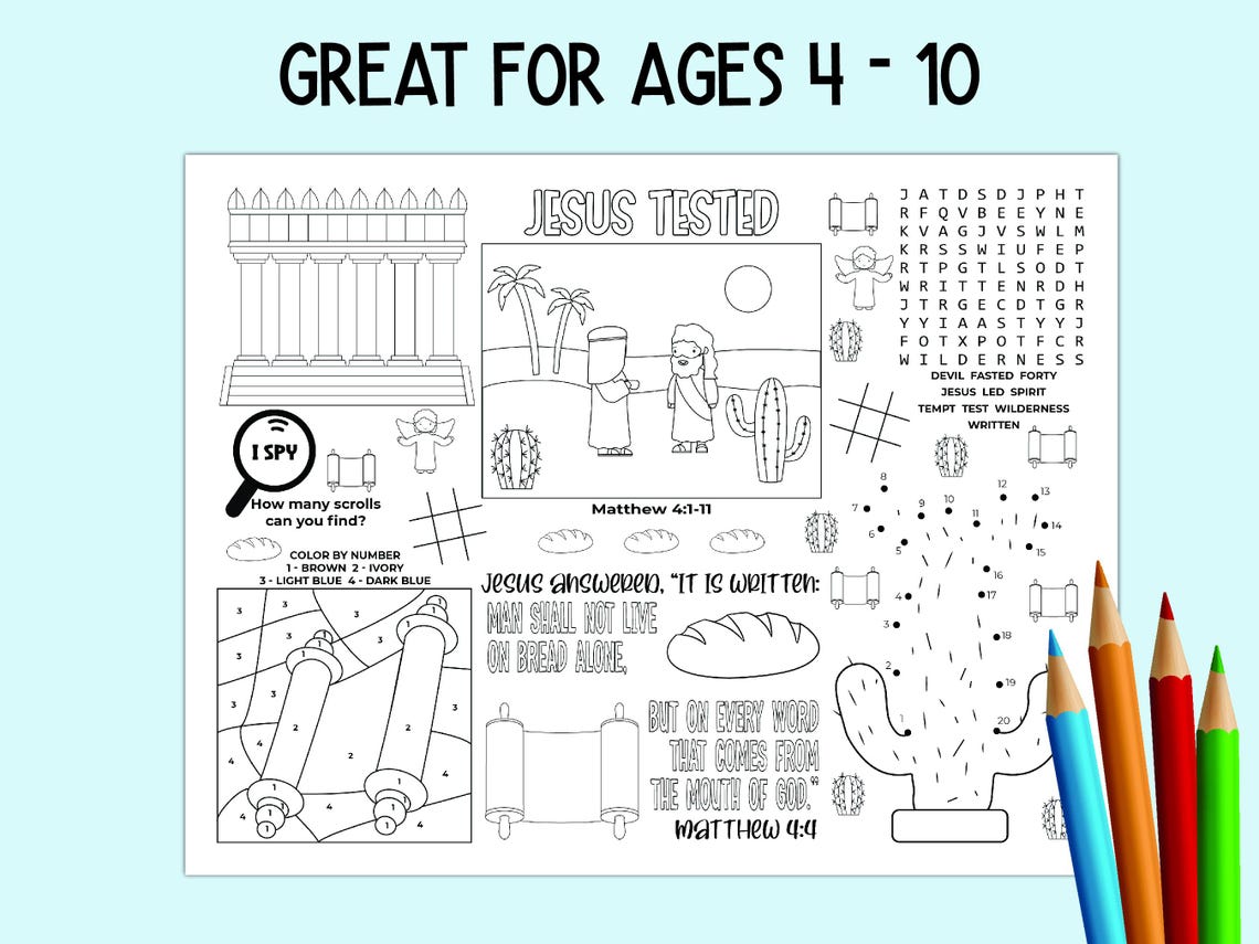 Jesus Tested Activity Sheet, Jesus is Tempted, Children's Church, Bible ...