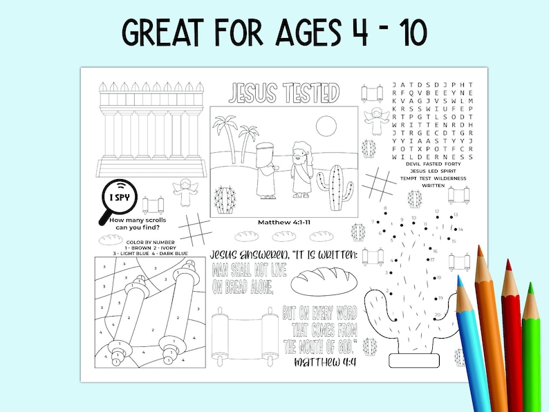 Jesus Tested Activity Sheet, Jesus is Tempted, Children's Church, Bible ...