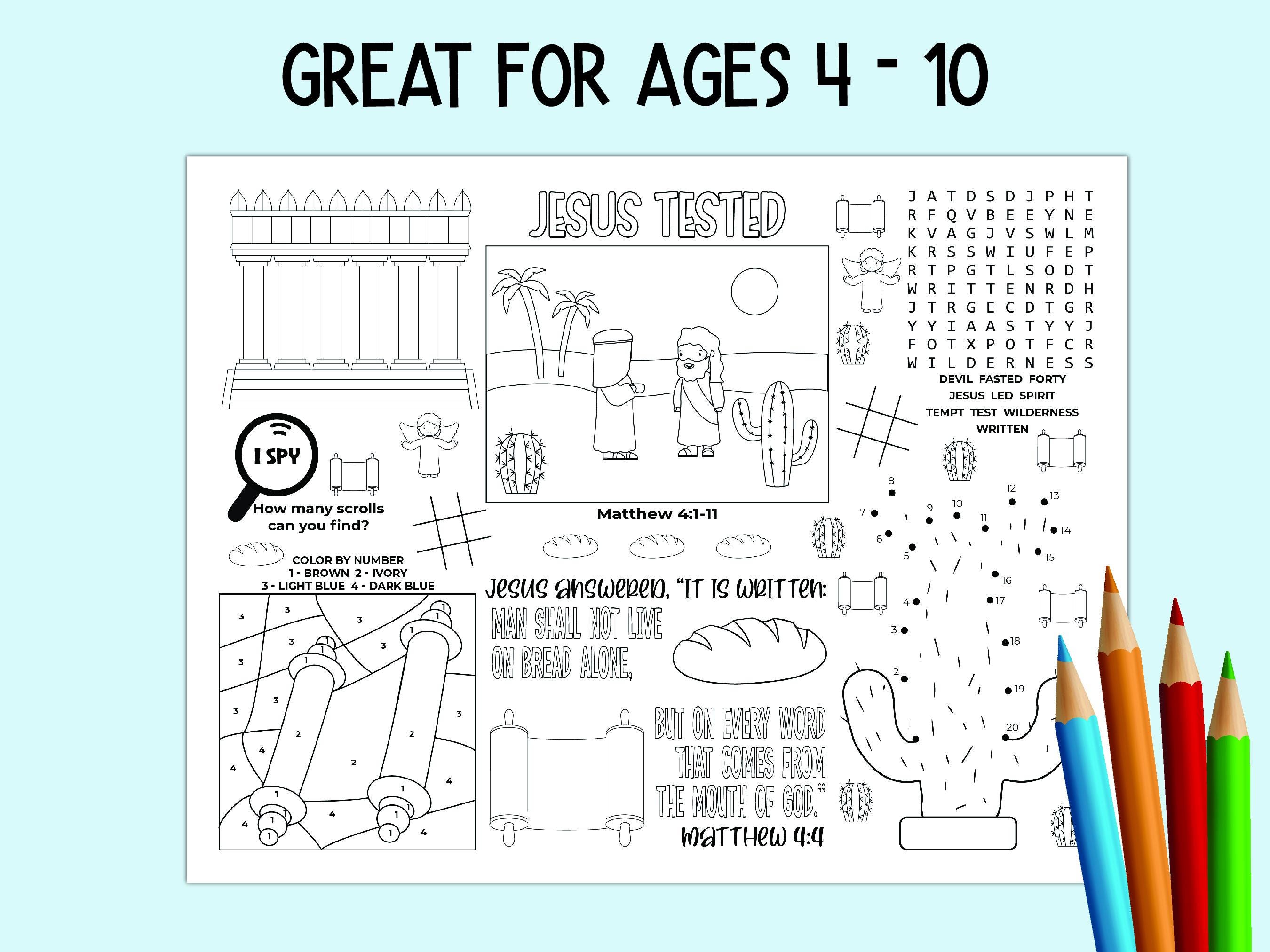 Jesus Tested Activity Sheet, Jesus is Tempted, Children's Church, Bible ...