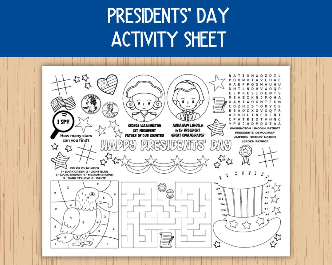 Presidents' Day Activity Sheet, Presidents' Day Coloring, Classroom ...