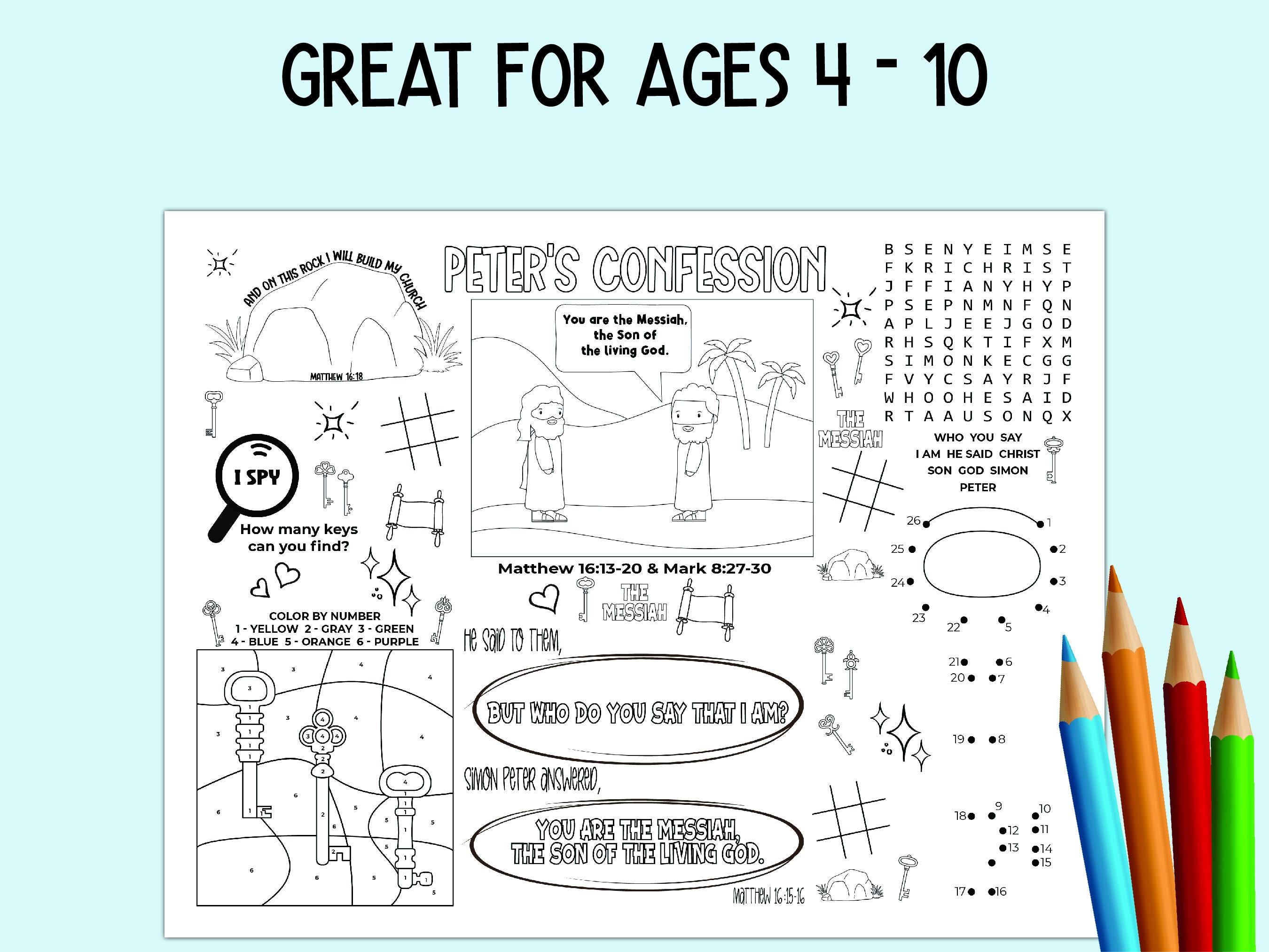 Peter's Confession Activity Sheet, Children's Church Activity, Bible ...