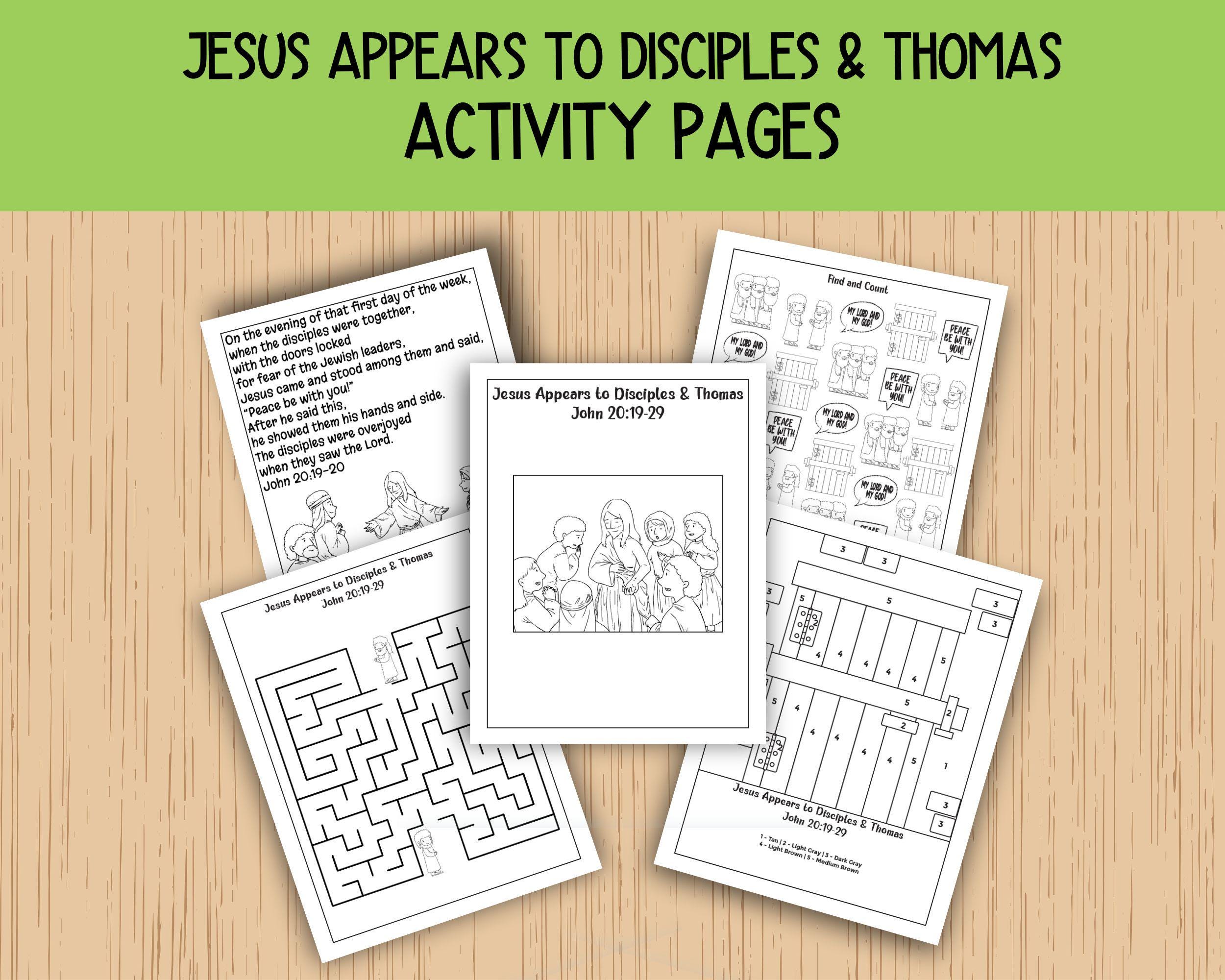 Jesus Appears to Disciples and Thomas Activity Pages, Holy Week ...