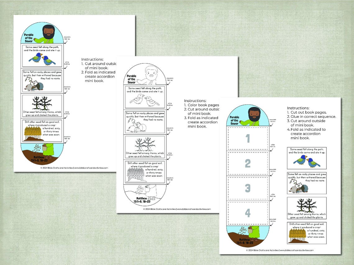 Parable of the Sower Minibook, Bible Story Craft, Sunday School ...