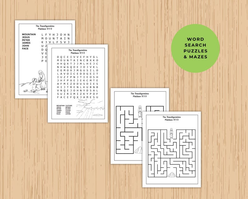 The Transfiguration Activity Pages, Sunday School Activities, Bible ...