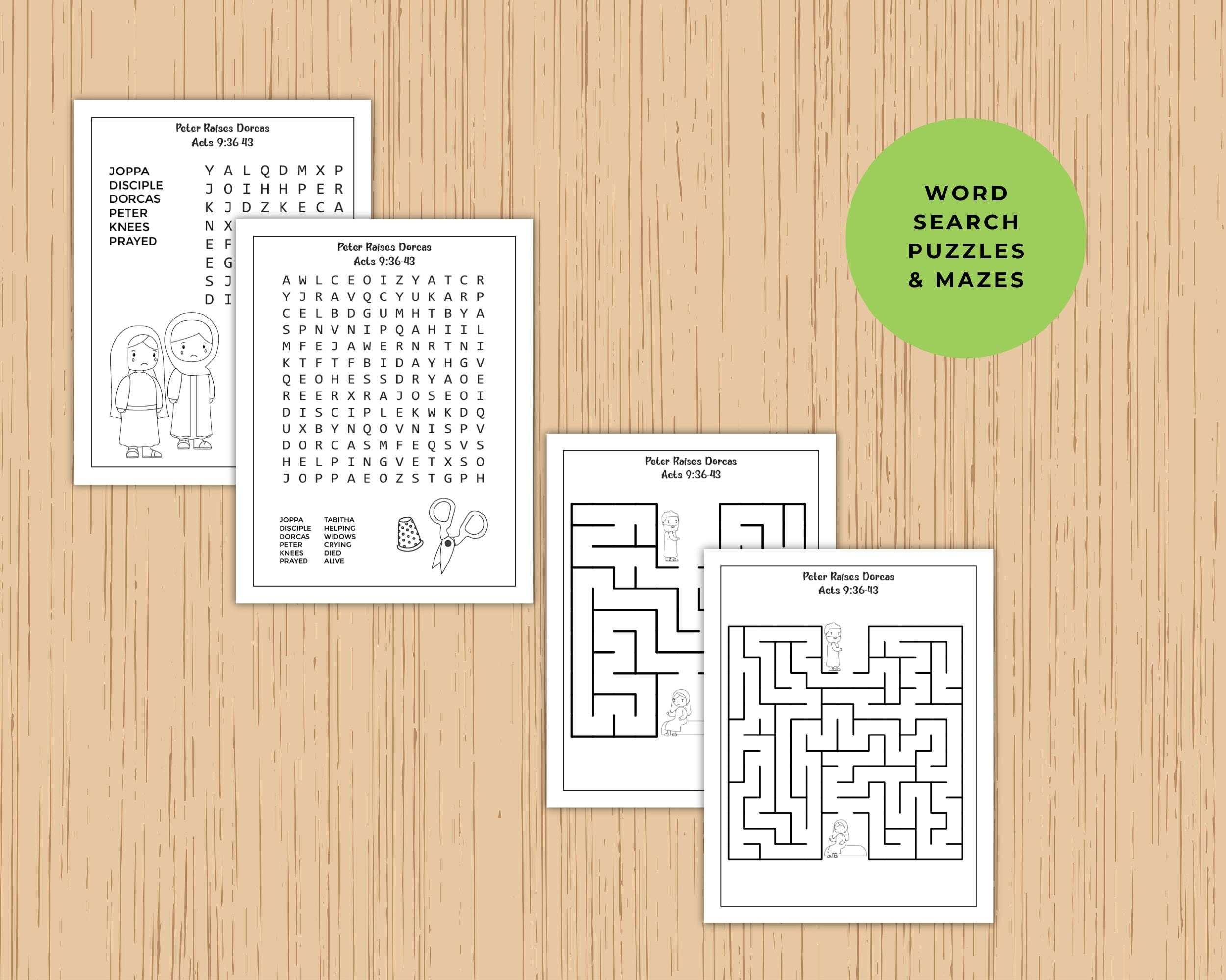 Peter Raises Dorcas Activity Pages, Dorcas Restored to Life, Sunday ...