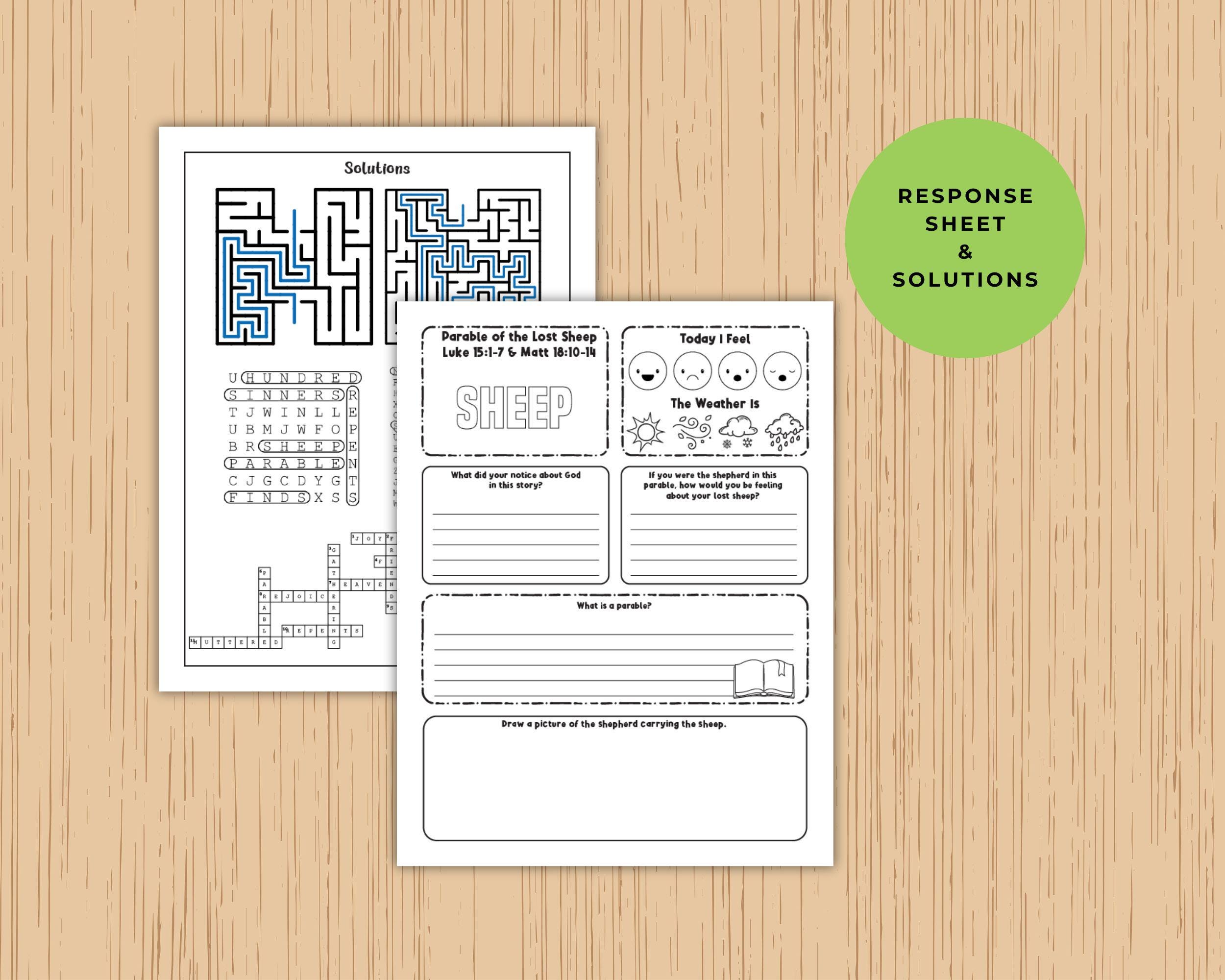 Parable of the Lost Sheep Activity Pages, Sunday School Activities ...