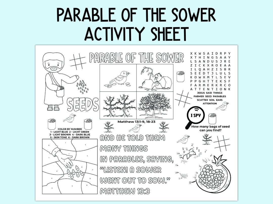 The Parable of the Sower Activity Sheet, Children's Church, Bible ...