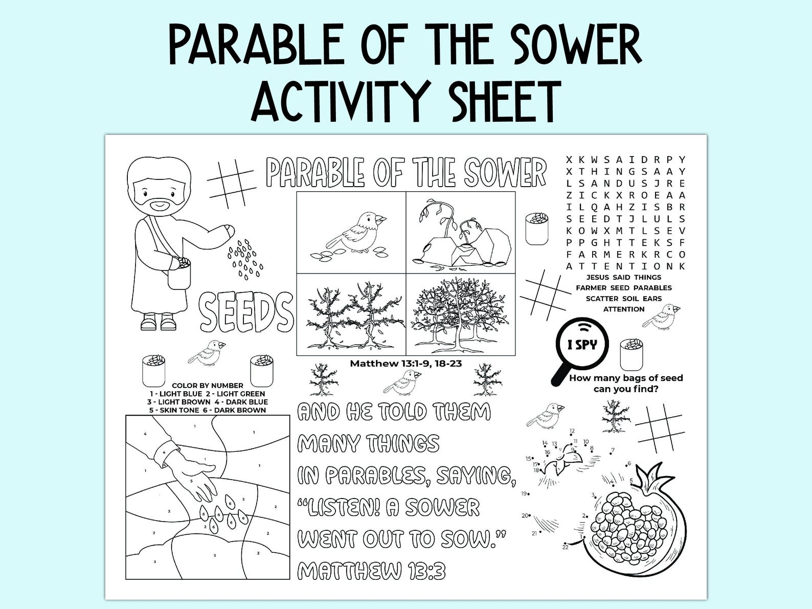 The Parable of the Sower Activity Sheet, Children's Church, Bible ...