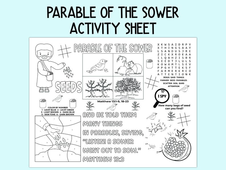 The Parable of the Sower Activity Sheet, Children's Church, Bible ...