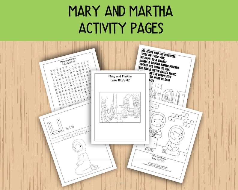 Mary and Martha Activity Pages, Sunday School Activities, Bible Class ...