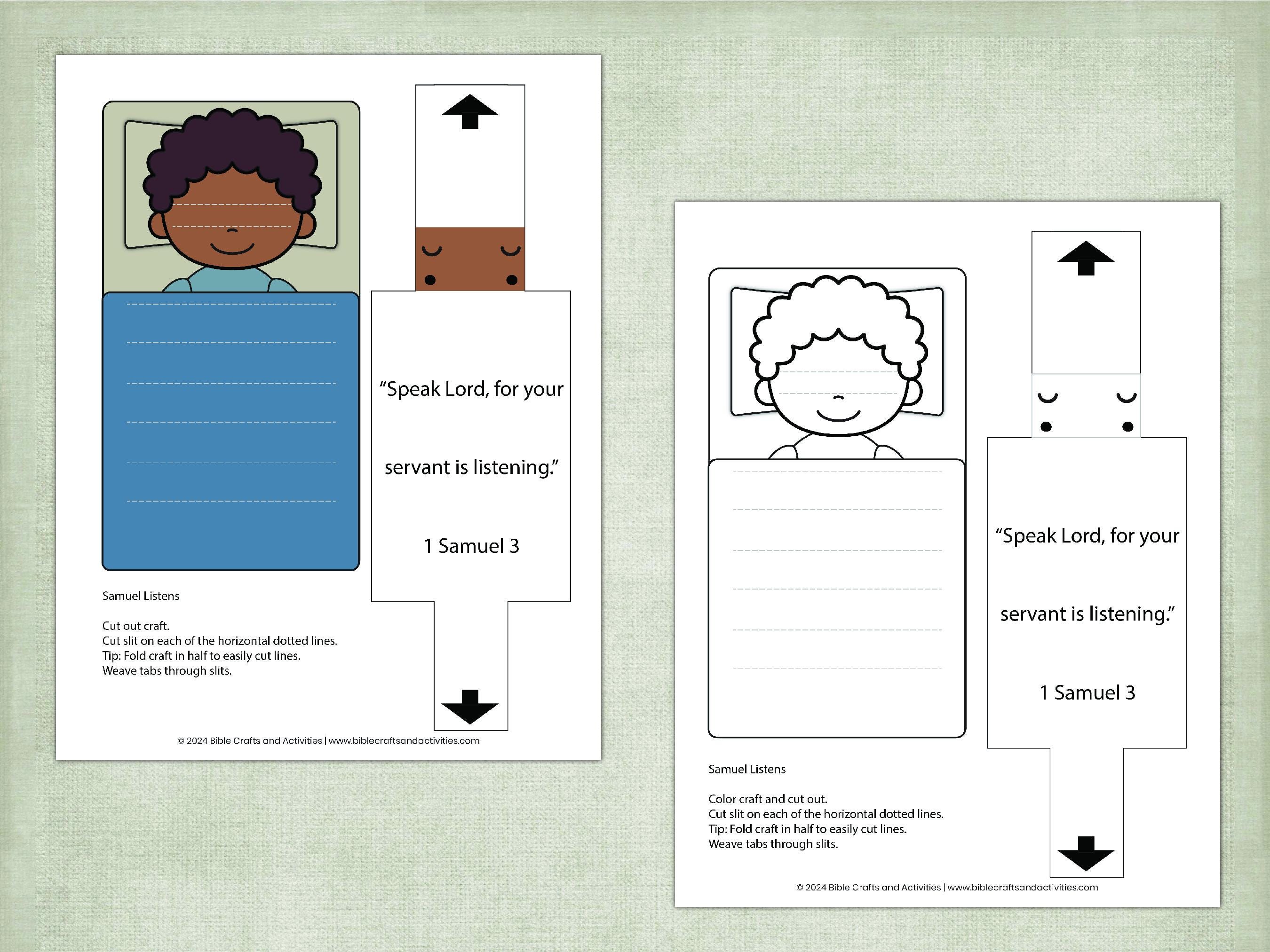 Samuel Listens Craft, God Calls Samuel, Bible Story Craft, Sunday ...