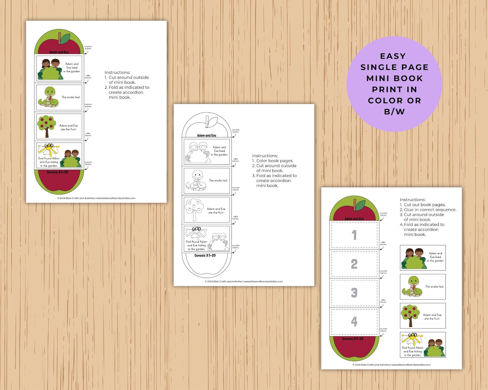 Adam and Eve Mini Book, Bible Story Craft, Sunday School Activity ...