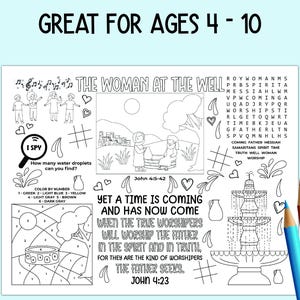 The Woman at the Well Activity Sheet, Children's Church Activity, Bible ...