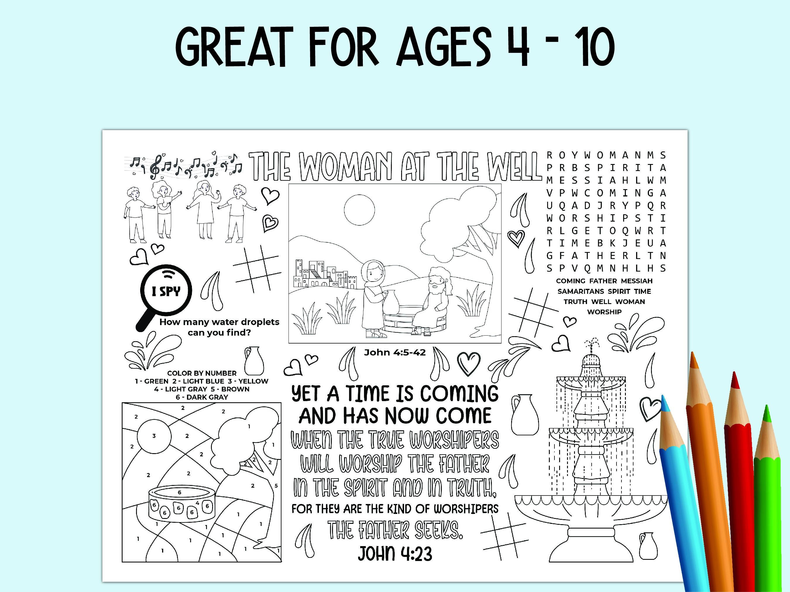 The Woman at the Well Activity Sheet, Children's Church Activity, Bible ...