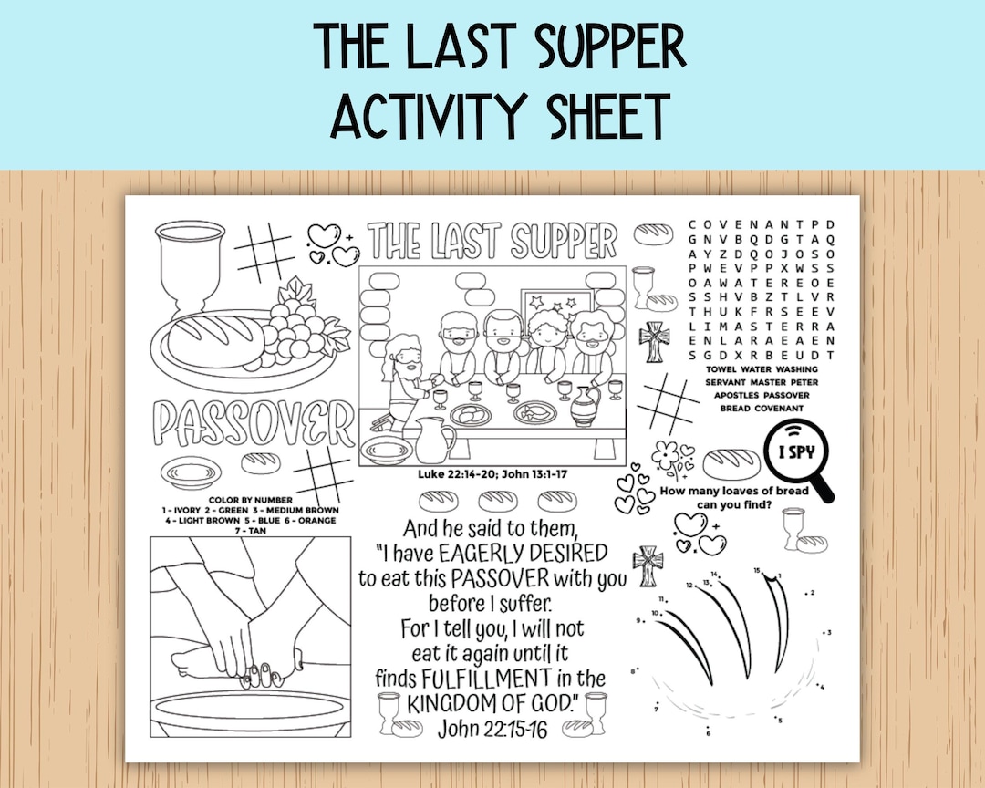 The Last Supper Activity Sheet, Children's Church Activity, Bible ...