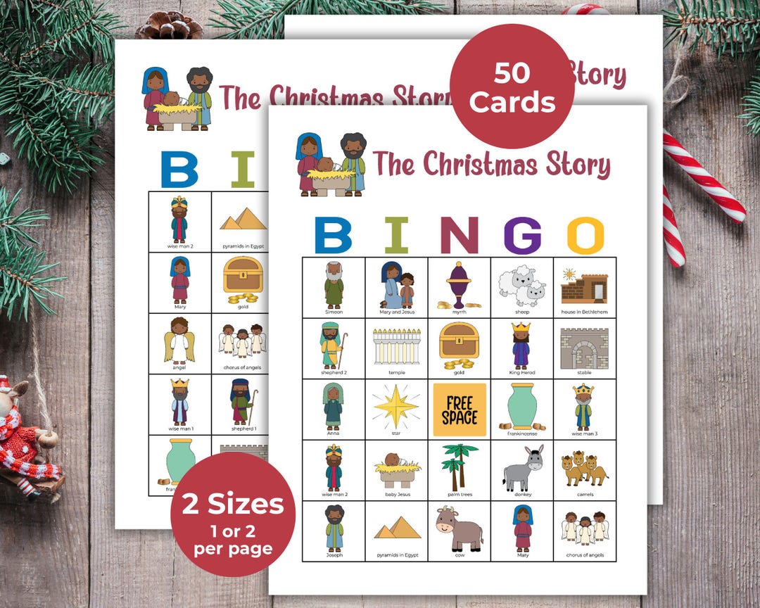Nativity Story Bingo Game, Birth of Jesus Game, 50 Printable Bingo ...