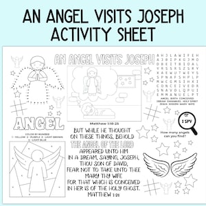 An Angel Visits Joseph Activity Sheet, Children's Church Activity ...