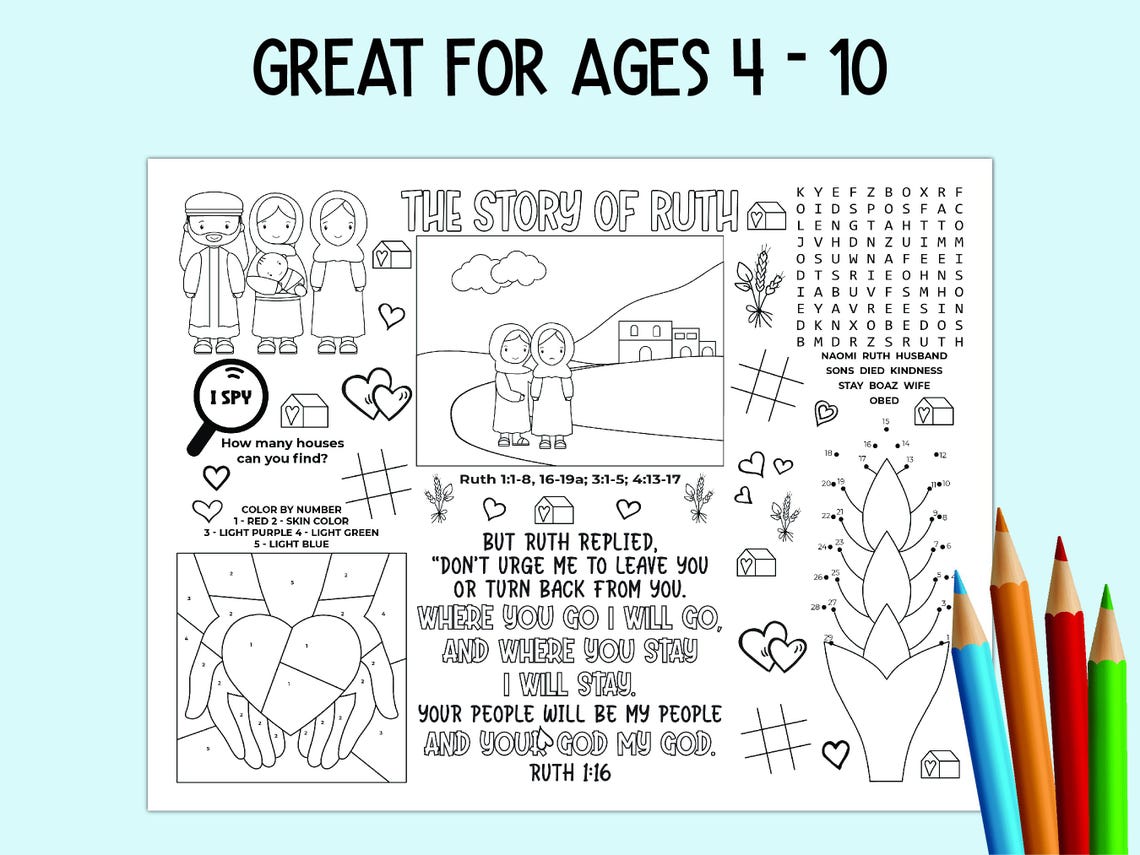 The Story of Ruth Activity Sheet, Children's Church, Bible Activity ...