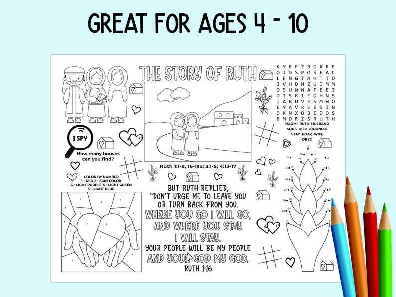 The Story of Ruth Activity Sheet, Children's Church, Bible Activity ...