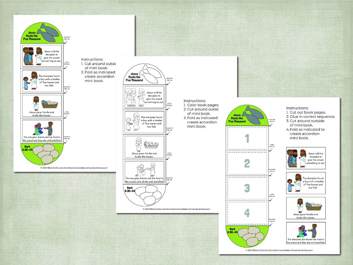 Jesus Feeds the 5000 Minibook, Bible Story Craft, Sunday School ...
