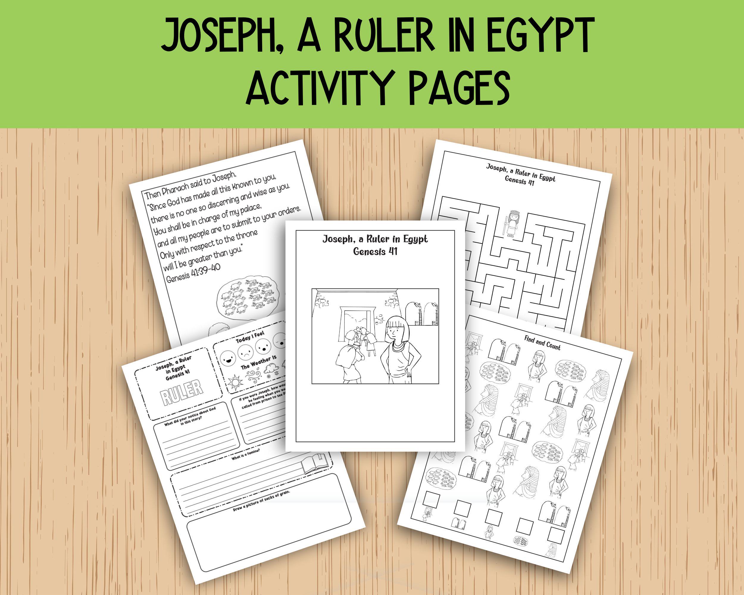 Joseph, A Ruler in Egypt Activity Pages, Sunday School Activities ...