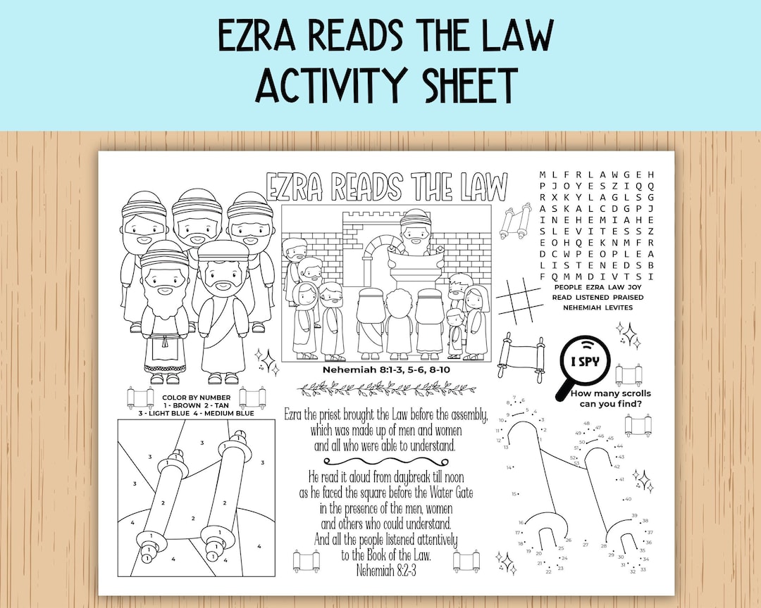 Ezra Reads the Law Activity Sheet, Children's Church Activity, Bible ...