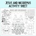 Jesus and Nicodemus Activity Sheet, Children's Church Activity, Bible ...