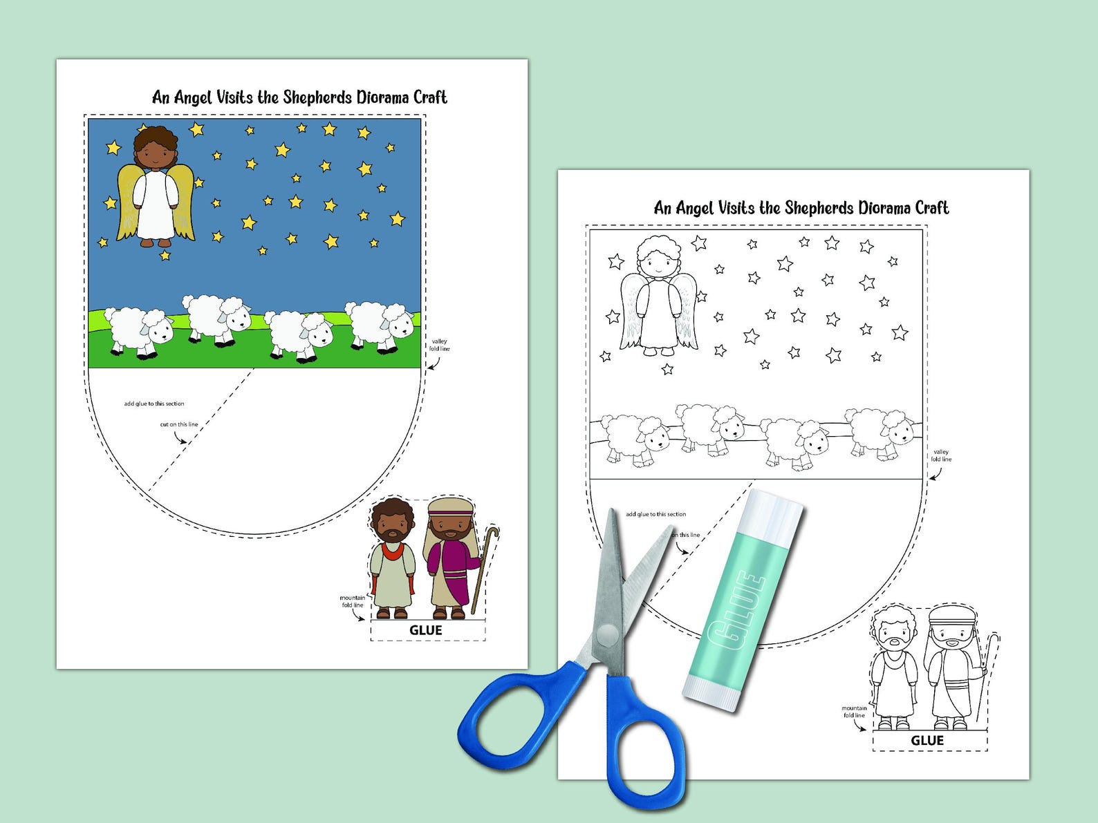 Jesus' Birth Diorama, Angels Visit the Shepherd Dioramas, Bible Story ...