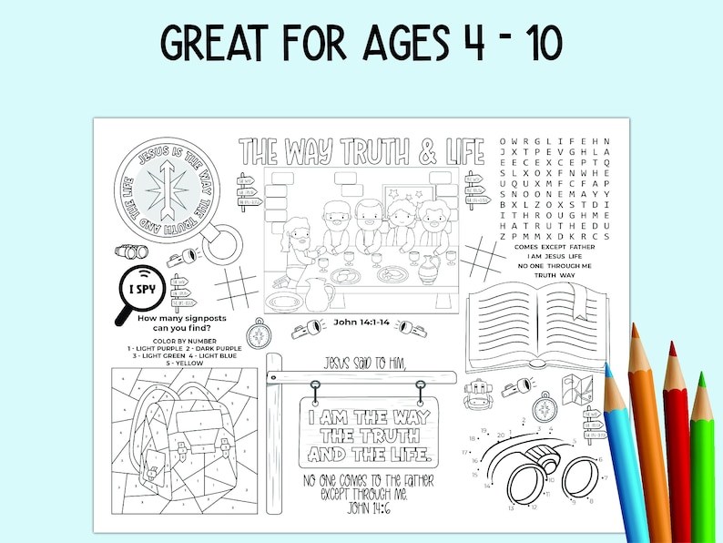 The Way Truth and Life Activity Sheet, Children's Church Activity ...