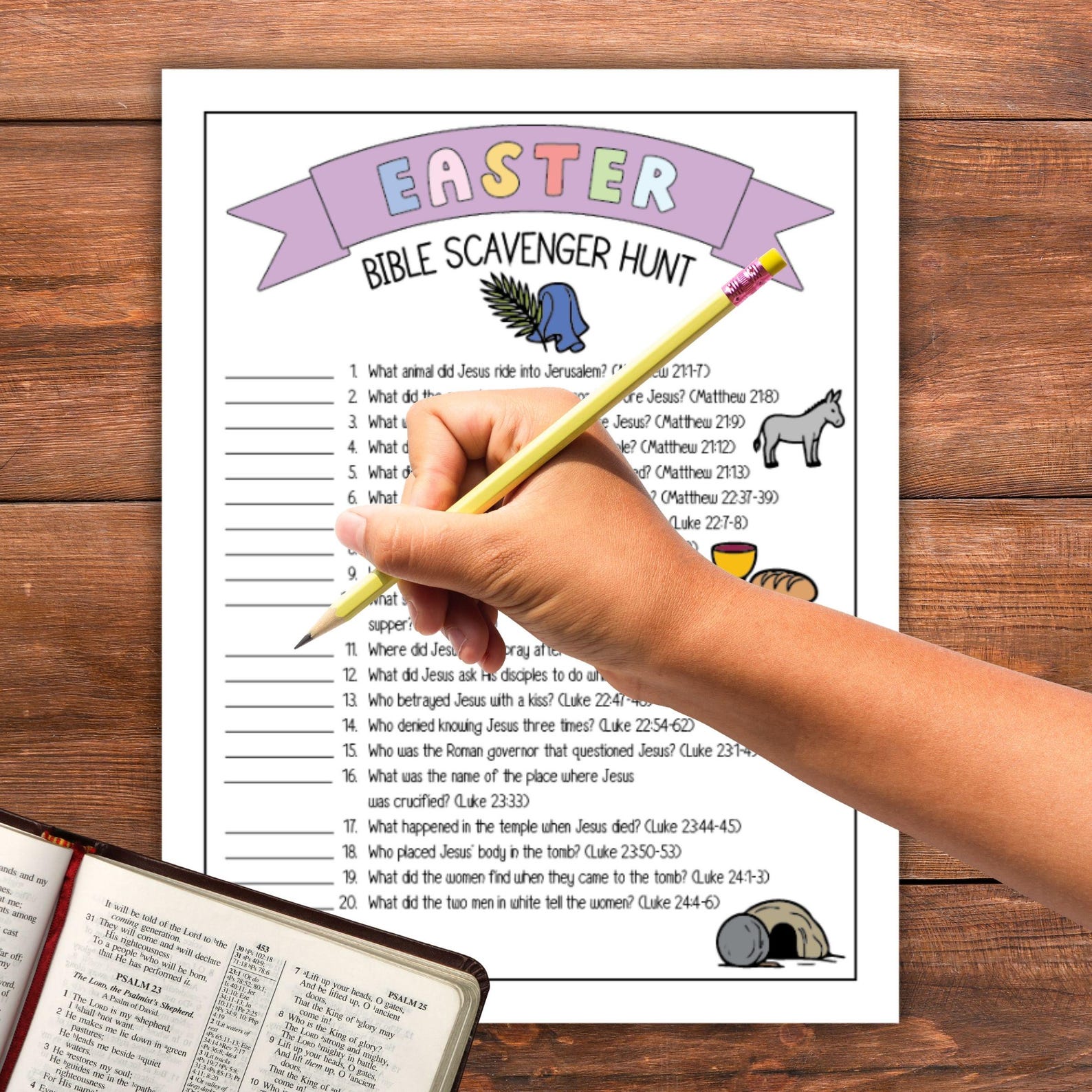 Easter Bible Scavenger Hunt, Easter Trivia Game Printable, Easter Story ...