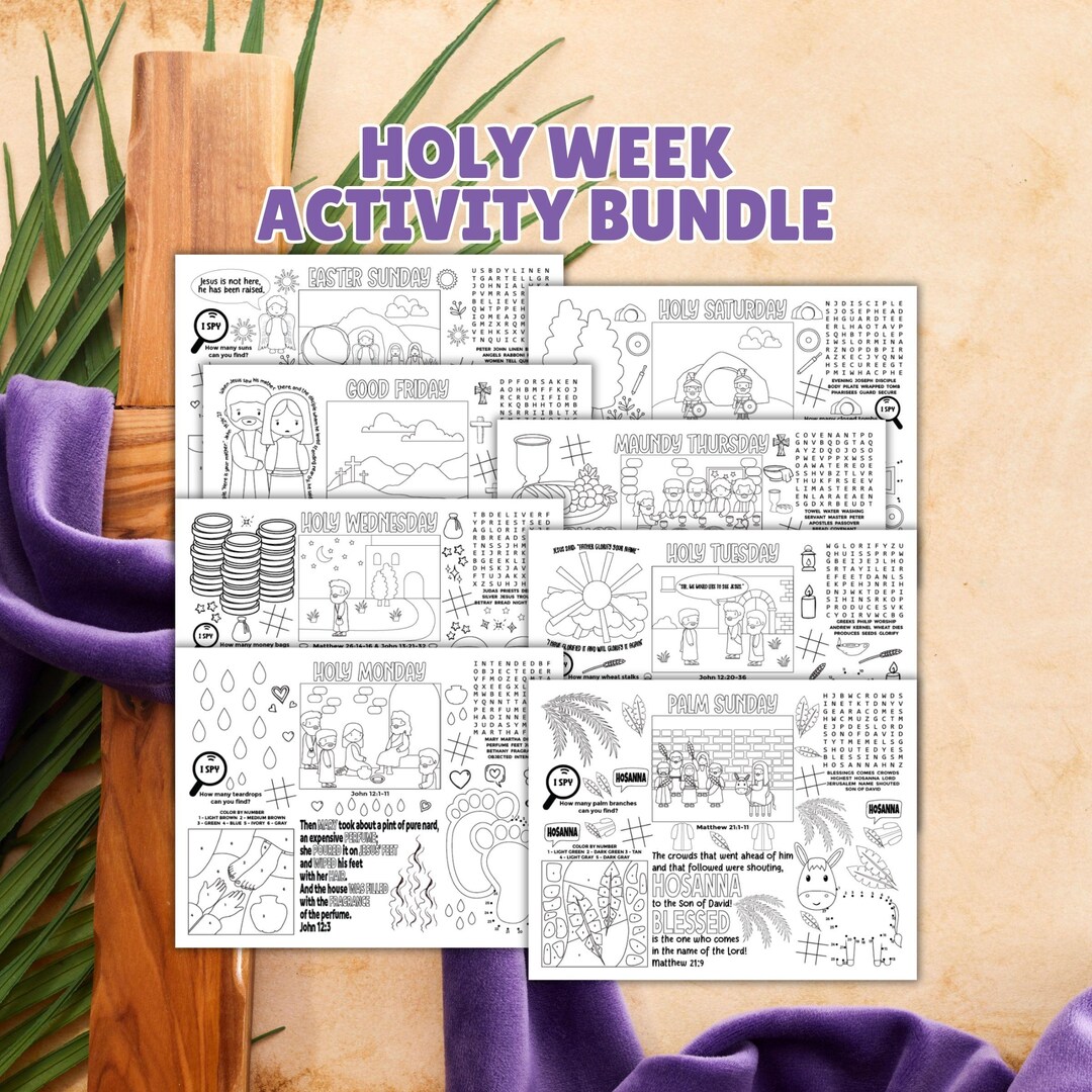 Easter Story Activity Sheets, Holy Week Coloring Placemats, Sunday ...